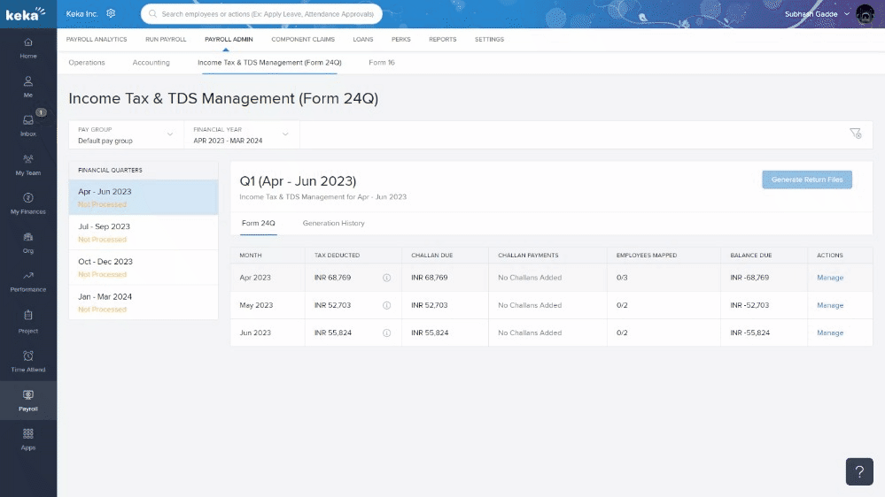 Generating TDS returns (Form 24Q) for salaried employees – Home Page